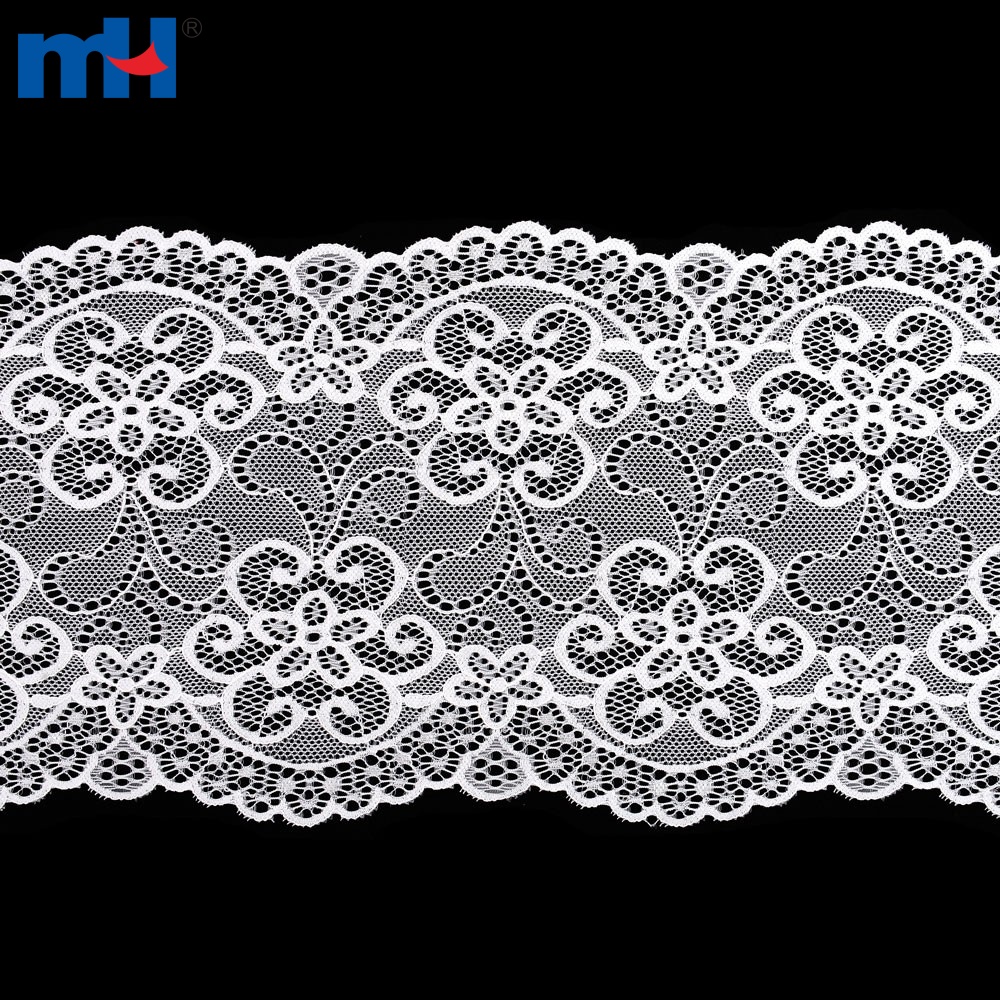 18.6cm Wide Elastic Lace Trim for Lingerie & Nightwear | MH for Wholesale