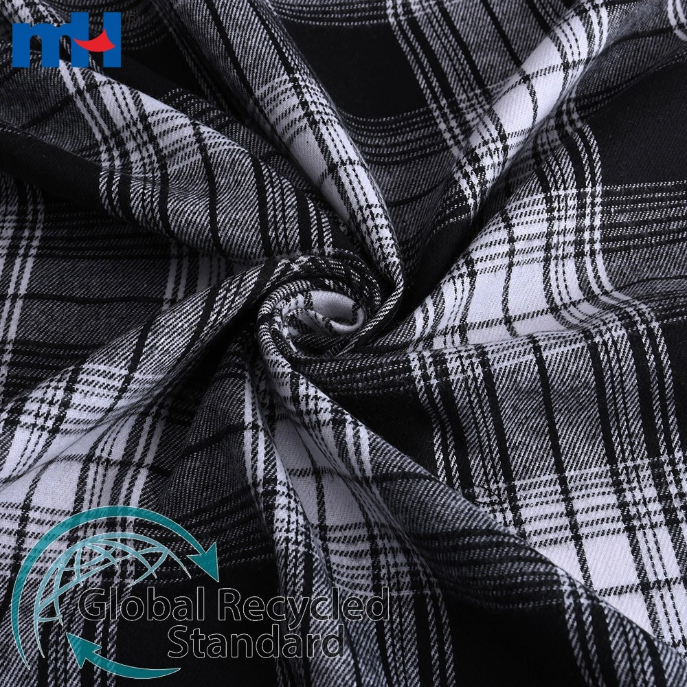 Plaid Flannel Fabric Wholesale | Recycled Polyester Cotton Blend