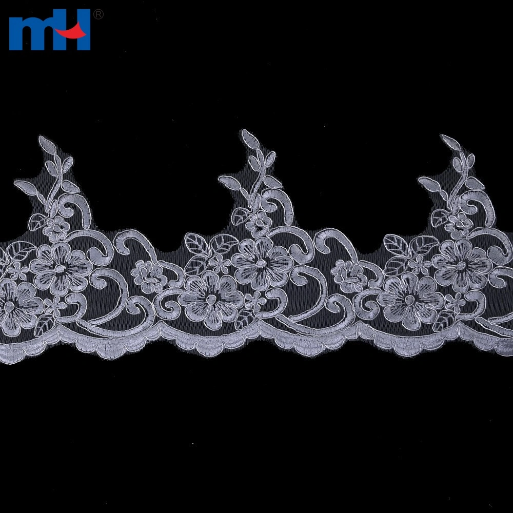 MH 18cm Corded Lace Trim – Custom Floral Lace for Gowns