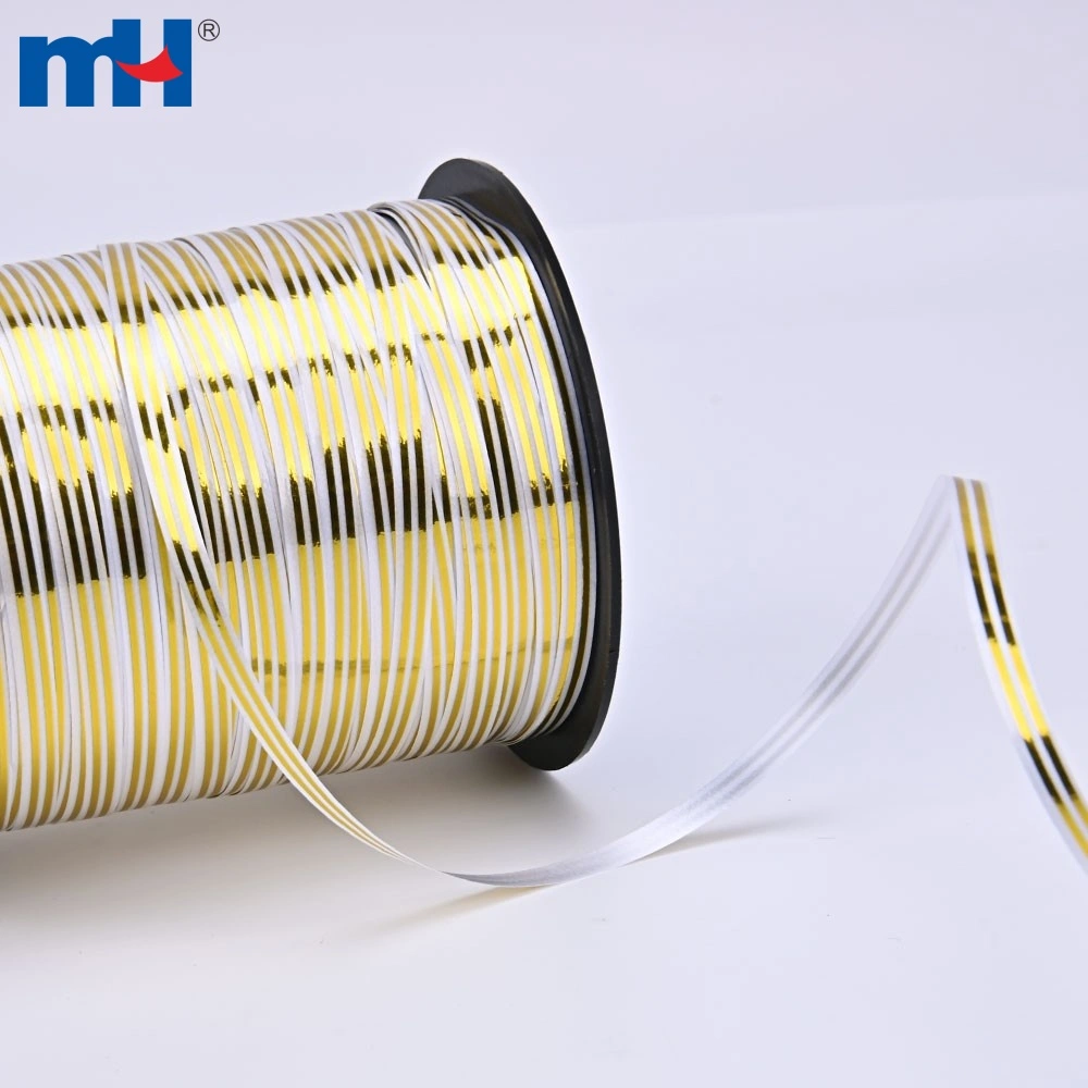 MH Manufacturer Direct 5mm Balloon String Ribbon with Gold Wire