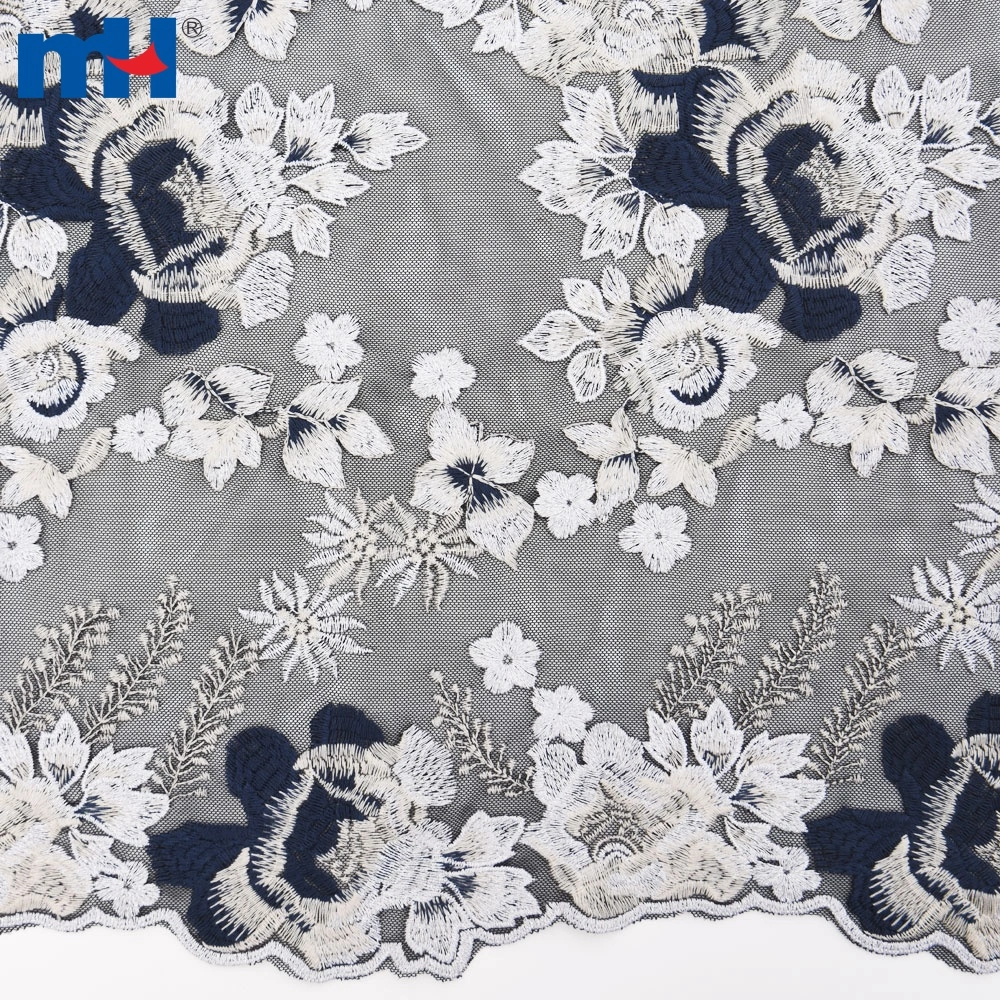 Floral Flower Mesh Lace Embroidery Design Fabric