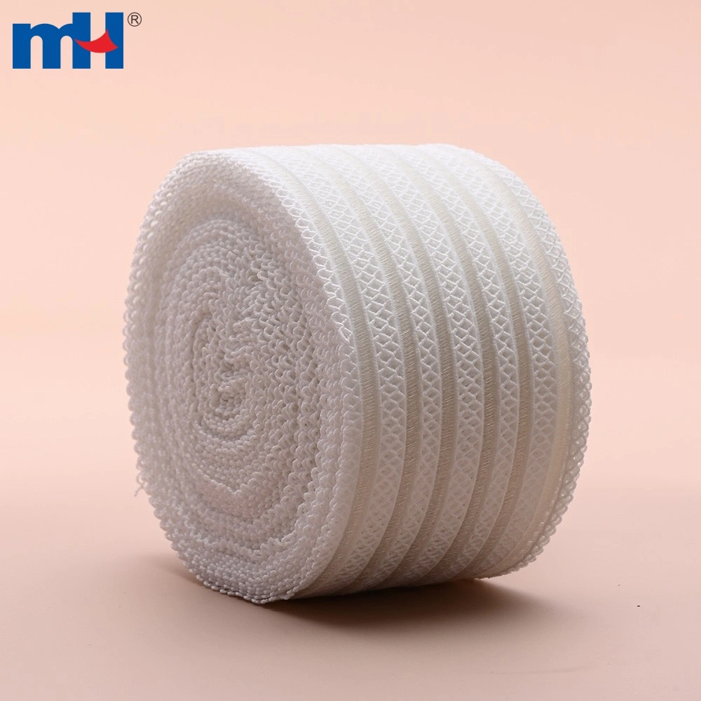 MH Wholesale Nylon Spandex Wavy Edge Grid Hollow Elastic Ribbon - 57mm
