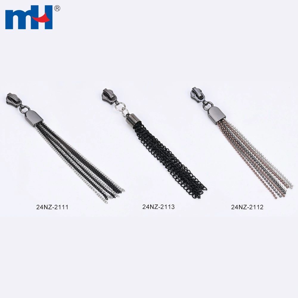 MH Supplier 3# A/L Slider with Decorative Puller for Metal Zipper