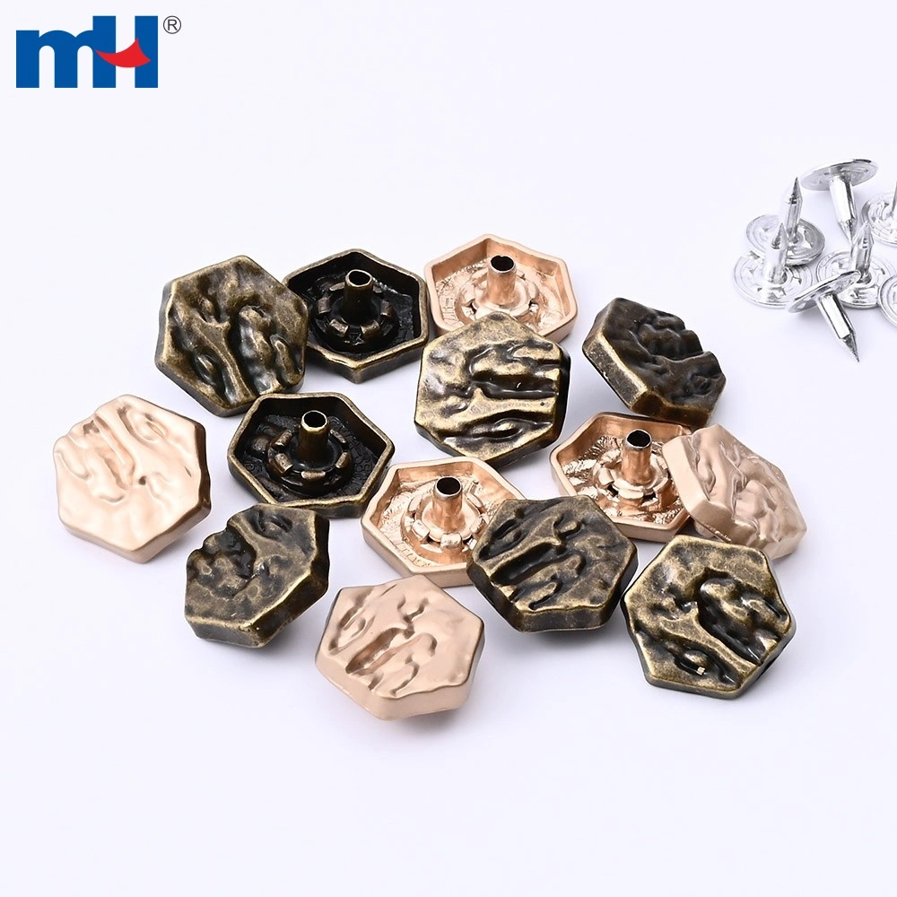 MH Wholesale Supplier Zinc Alloy Geometric Metal Tack Button for Jeans