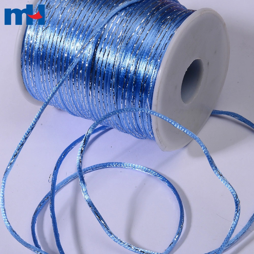 2mm Blue and Silver Satin Rattail Cord - Ningbo MH