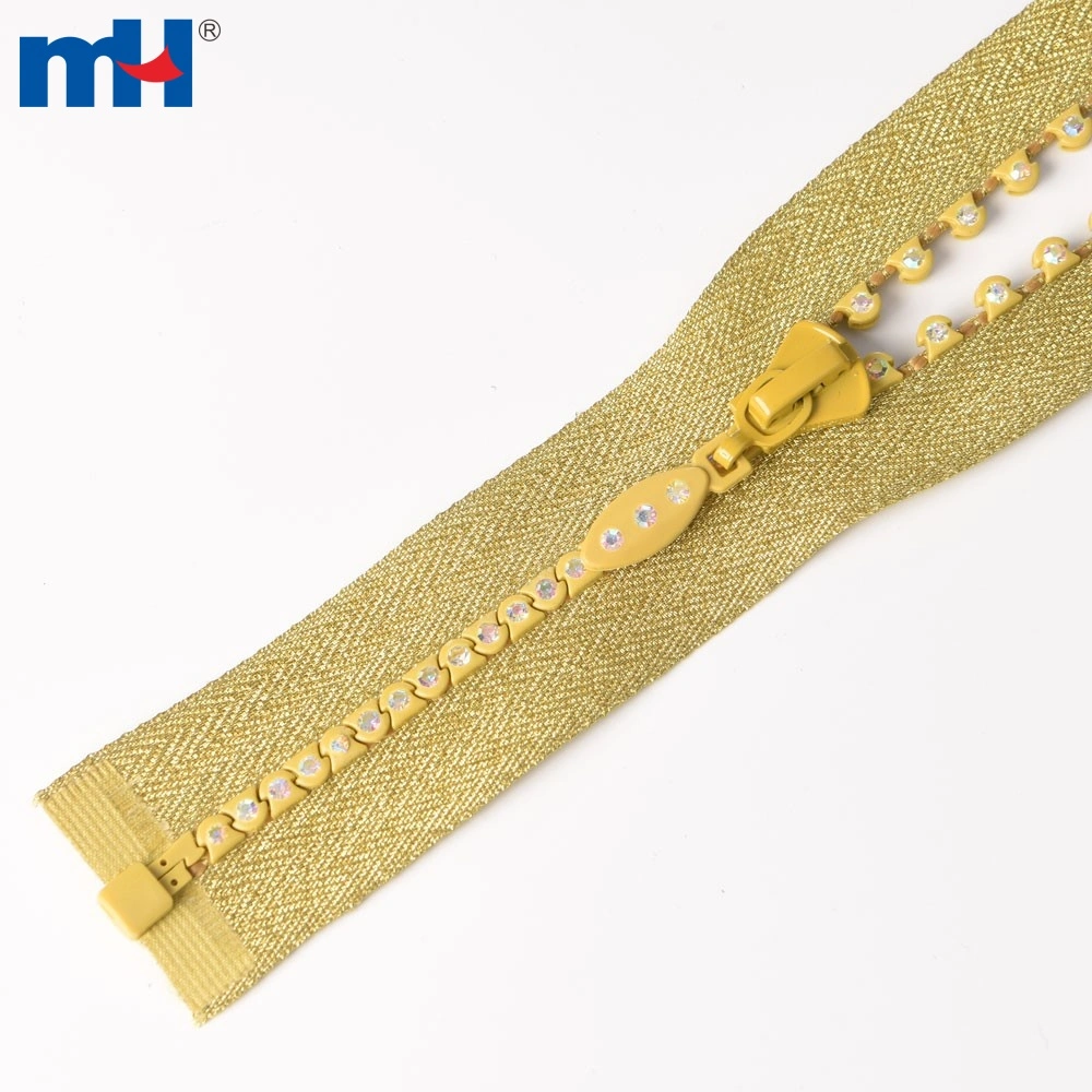 3# Gold Crystal Rhinestone Zipper for Jacket