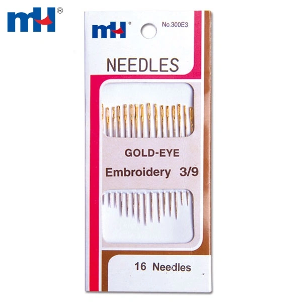 MH Supplier 16 Pieces Gold-eye Wool Embroidery Needles Size 3/9