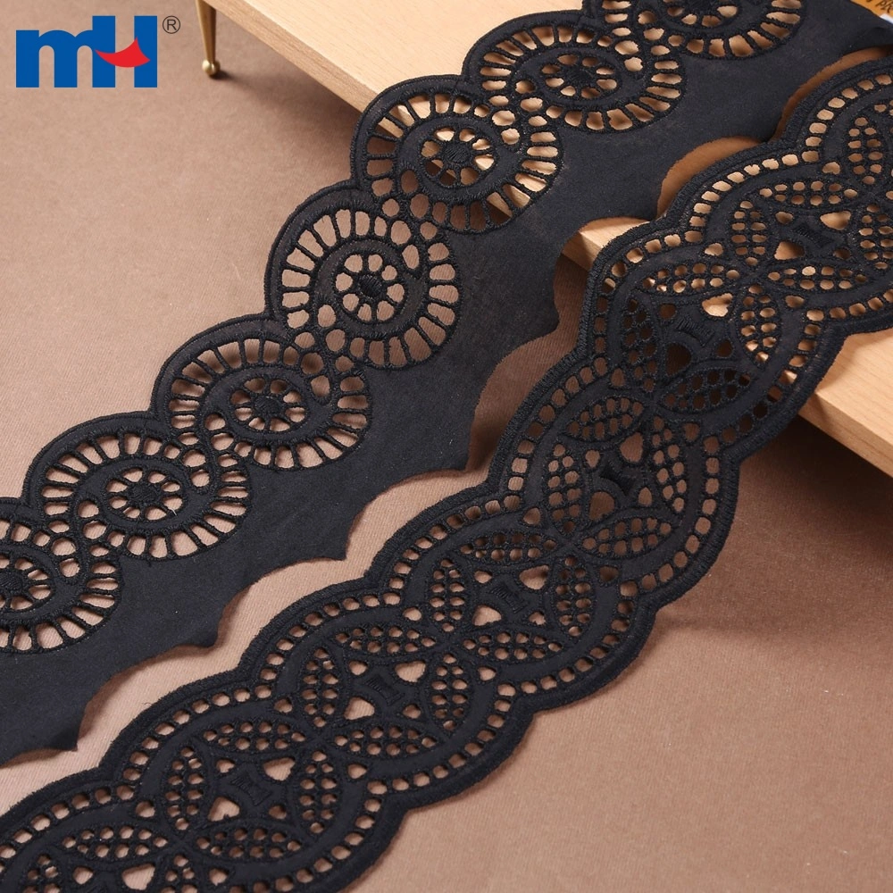 Black Eyelet Cotton Lace Trim
