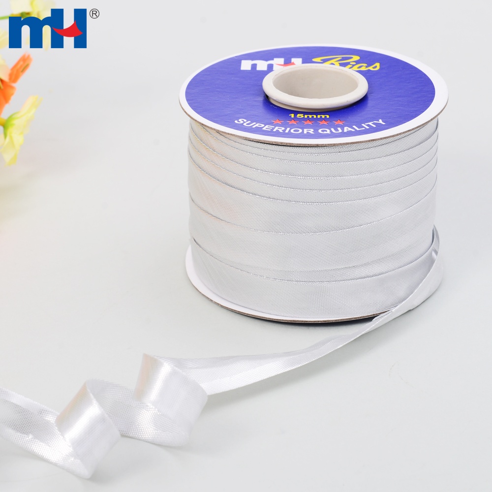 Single Fold Metallic Silver Bias Binding Tape