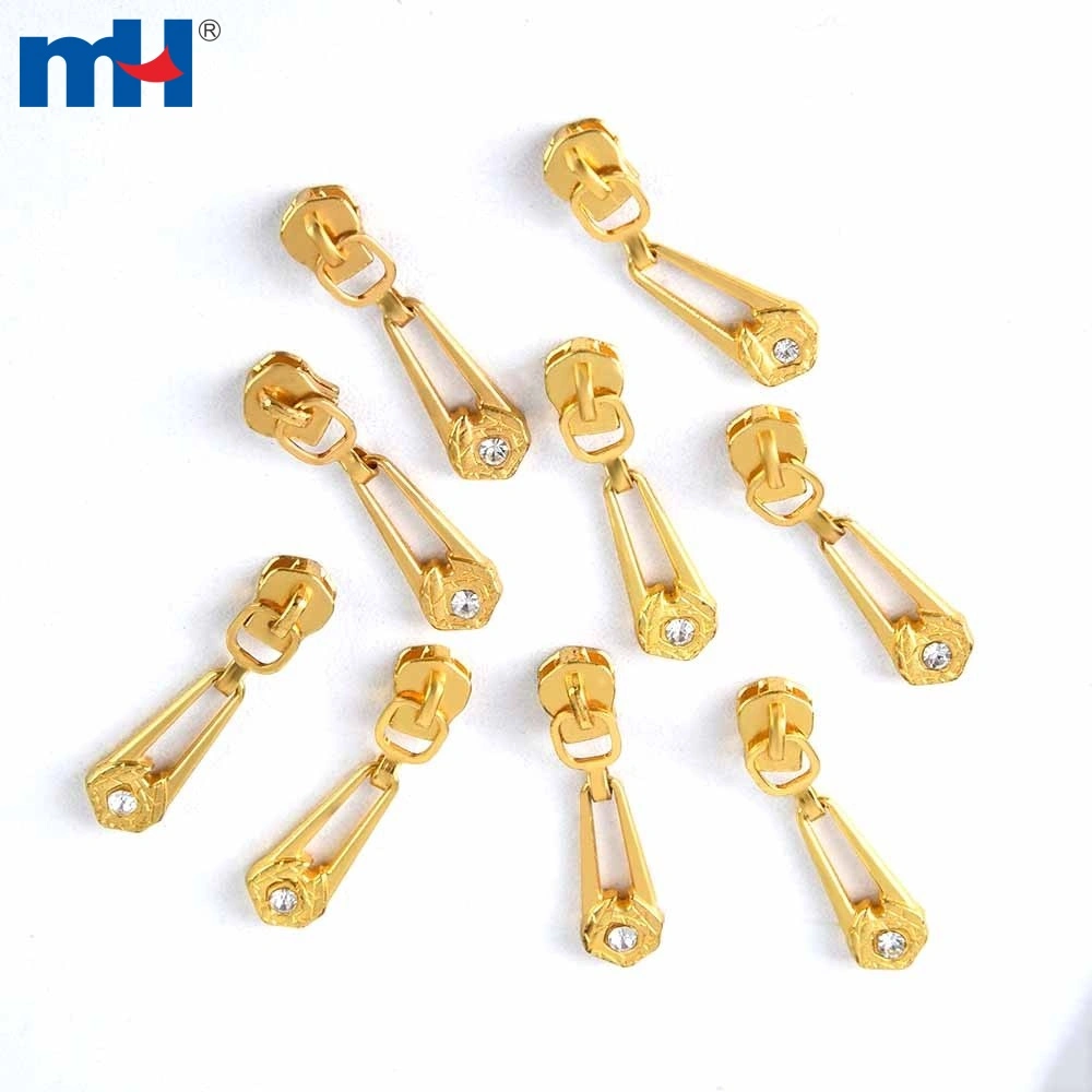 #5 Gold Plated Metal Diamond Decorative Zipper Slider