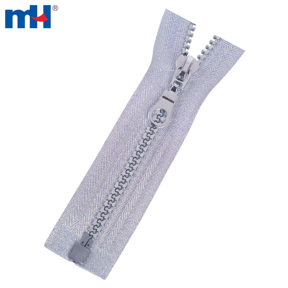 #5 Plastic Molded Separating Zipper with Plated Silver Teeth & Tape