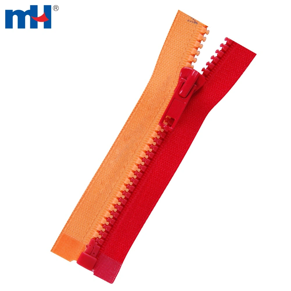 #5 Plastic Open End Zipper with Yellow and Red Tape - Ningbo MH Wholesale