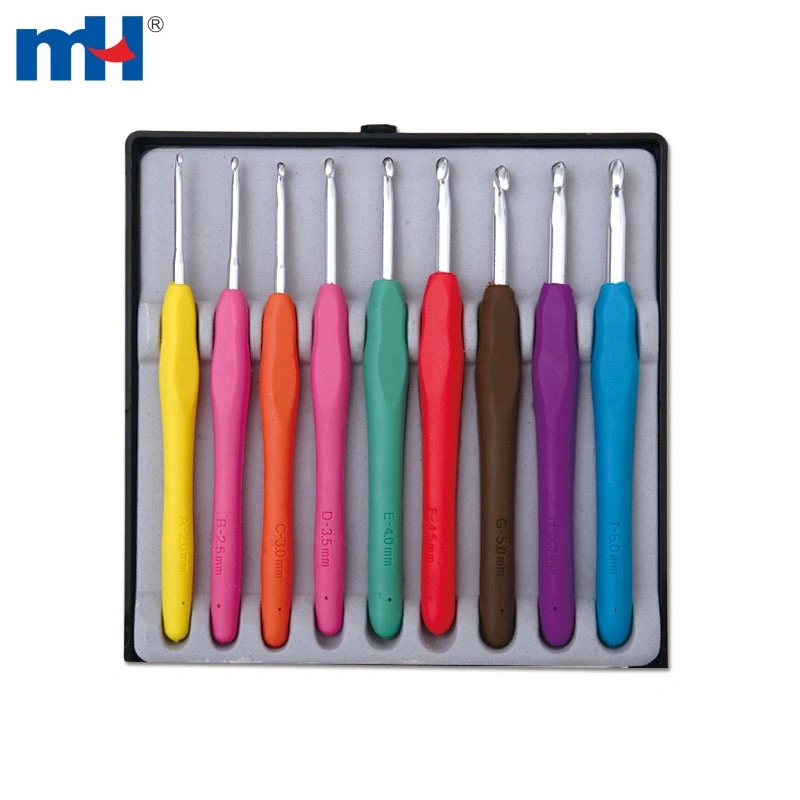 MH Wholesale TPR Soft Rubber Handle Aluminum Knitting Needle Set