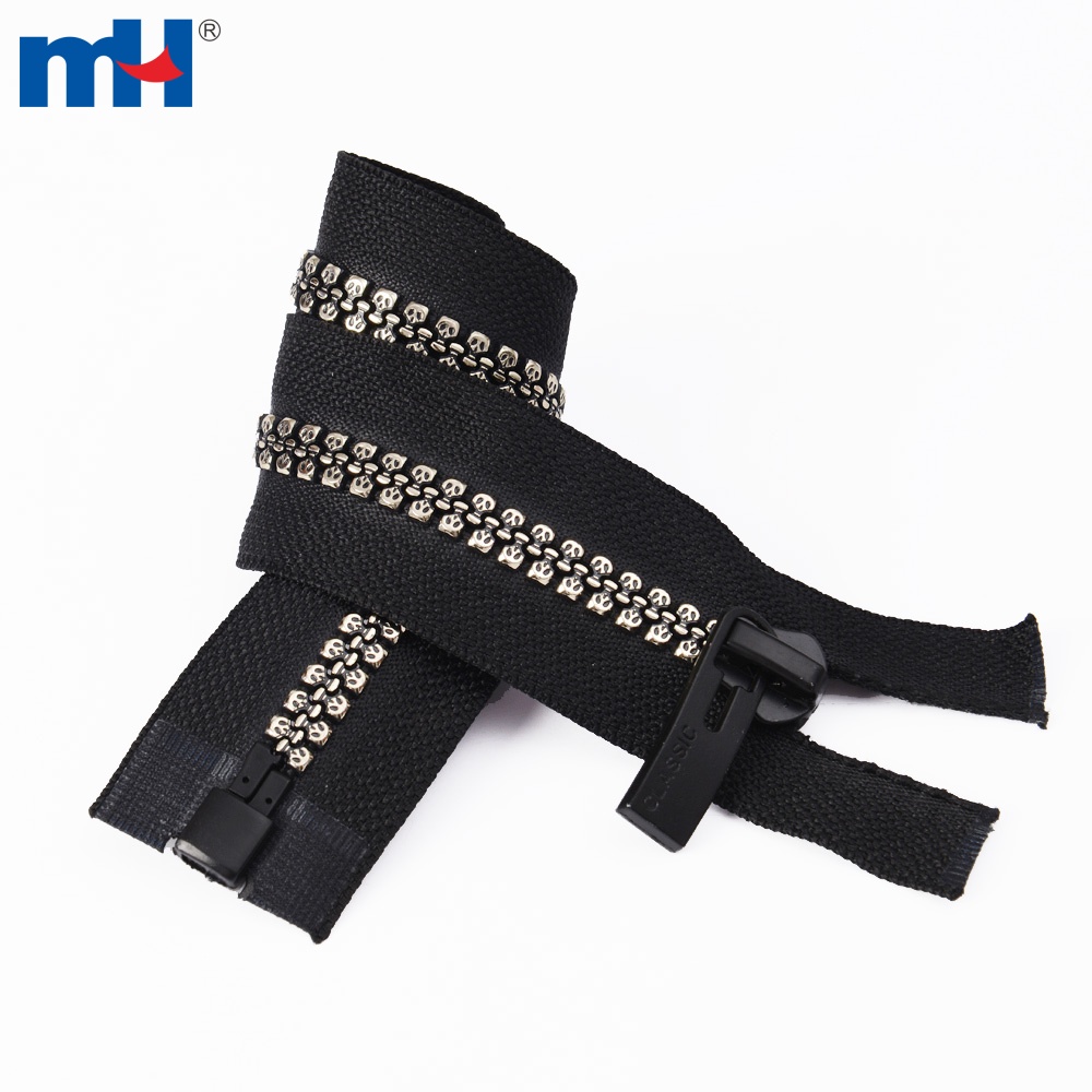 MH B2B Supplier #5 Decorative Skull Teeth Open Ended Resin Jacket Zipper