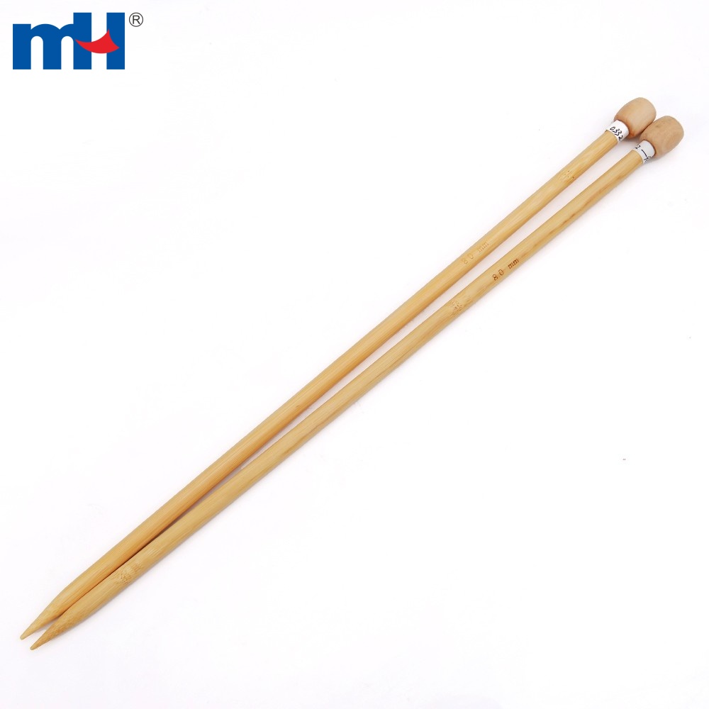 MH Supplier 2pcs Single Sided Bamboo Knitting Needle with Cap
