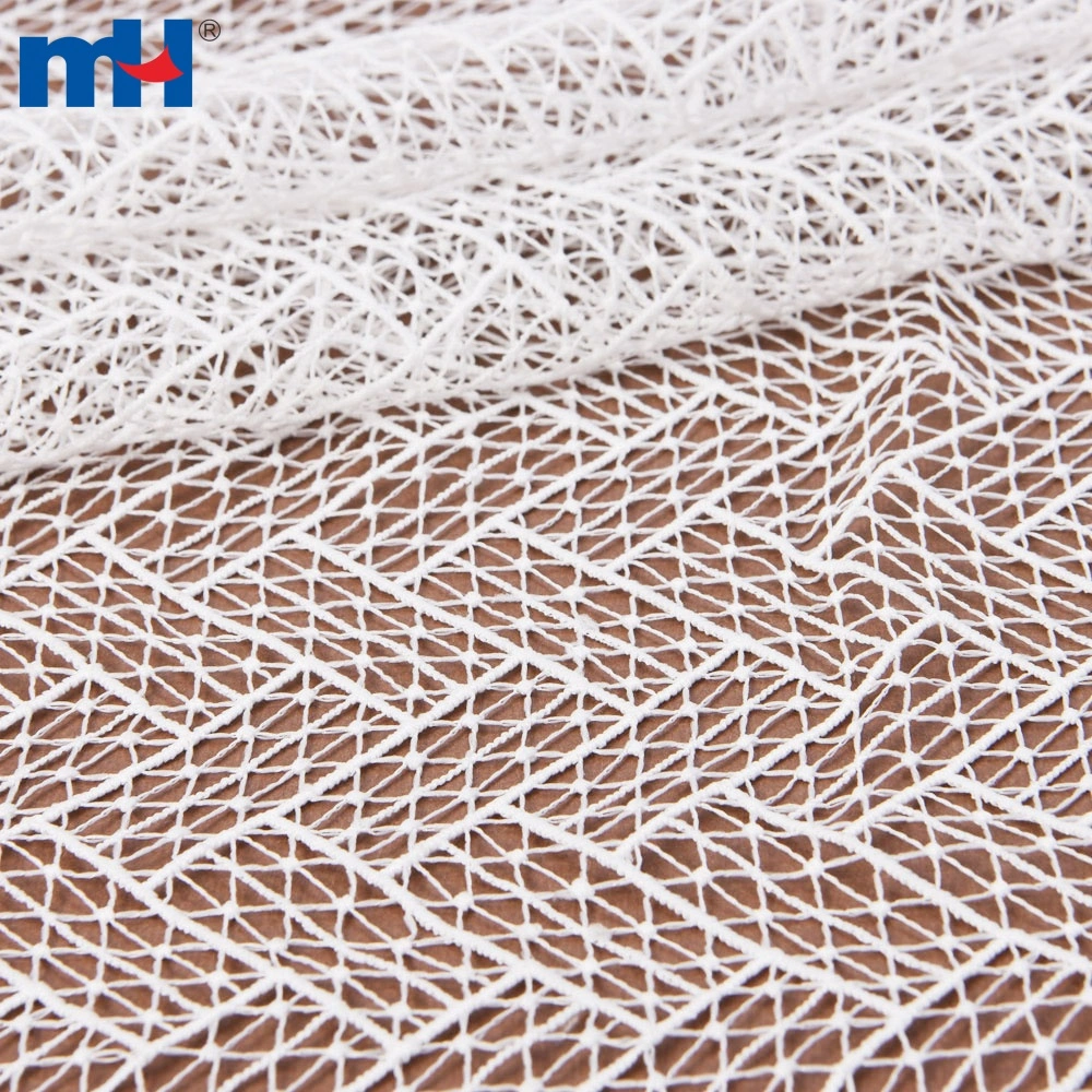White Polyester Allover Chemical Lace Fabric