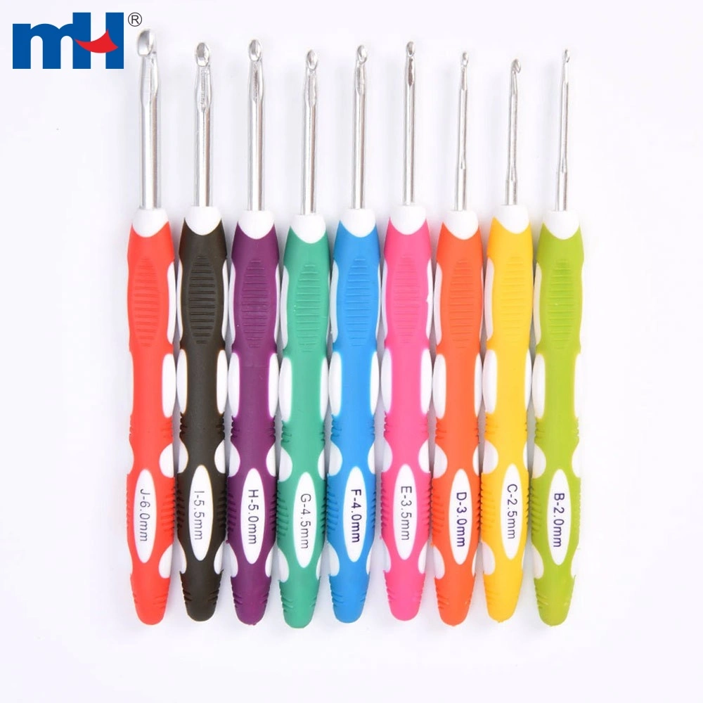 MH Supplier 2mm Soft Handle Oxidized TPR Aluminum Crochet Hook
