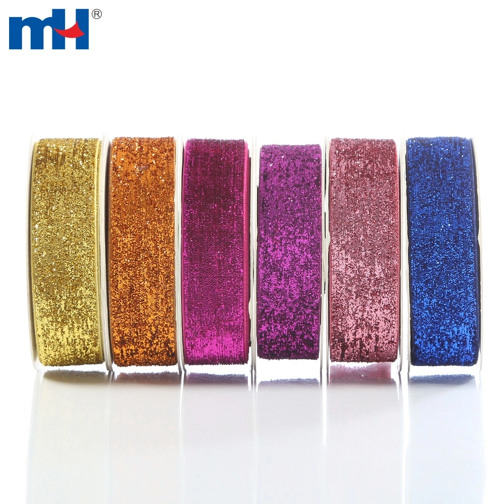 25mm Assorted Color Velvet Bling Glitter Ribbon