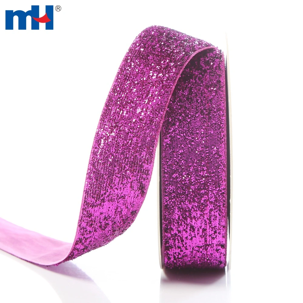 25mm Pink Fuchsia Glitter Ribbon Edging Trims