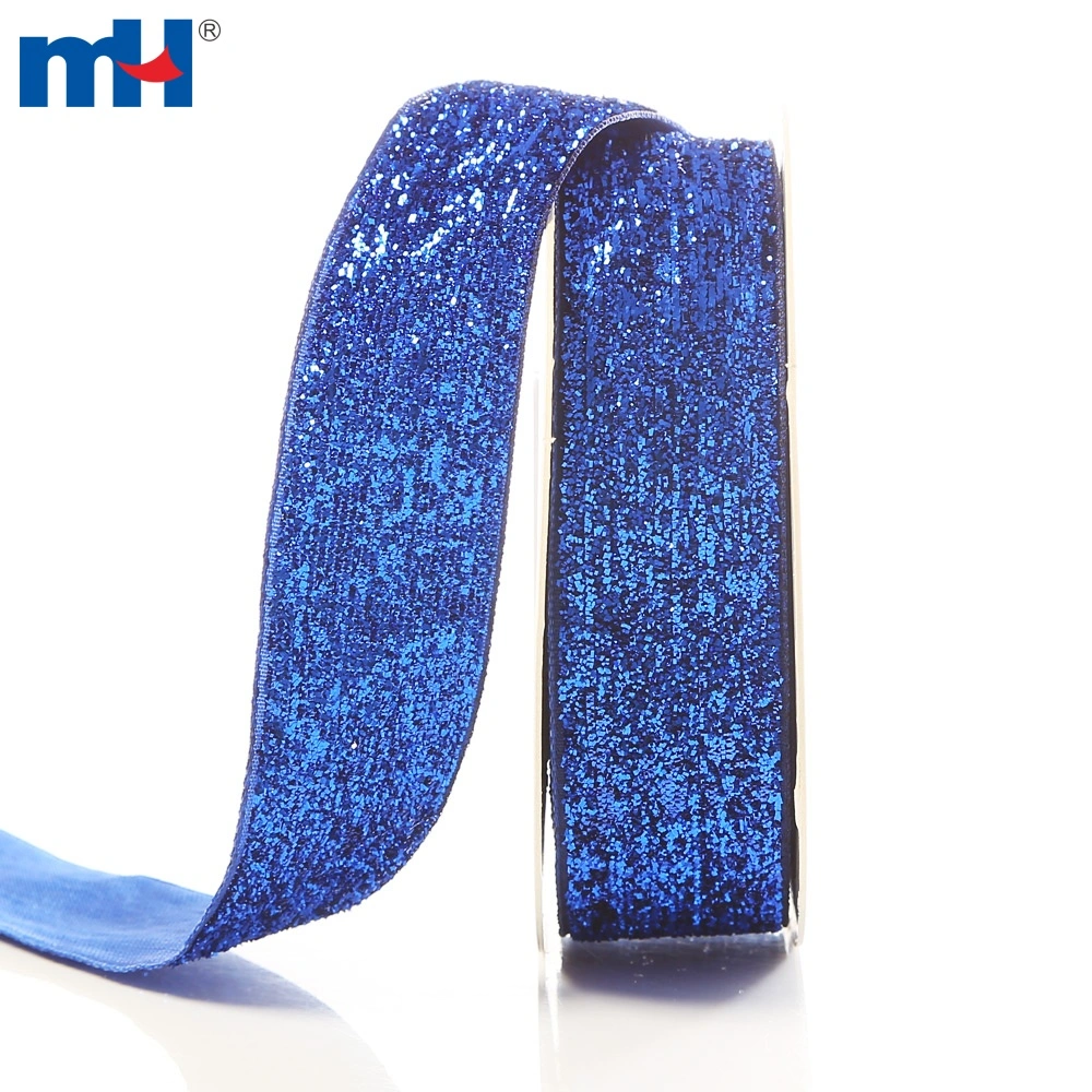 25mm Royal Blue Metallic Glitter Velvet Ribbon