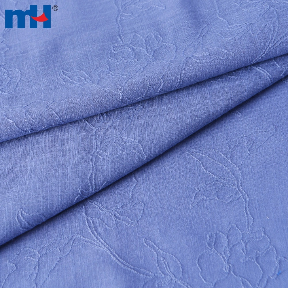 Floral Embroidered Cotton Slub Lace Fabric