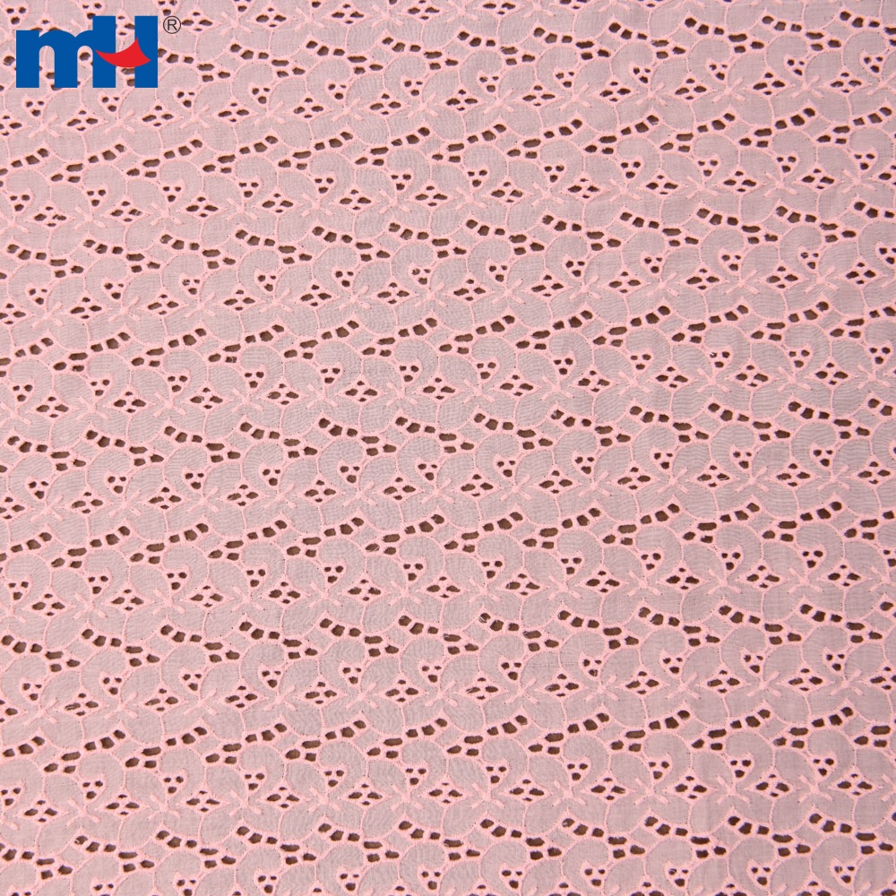 Embroidered Eyelet Cotton Fabric - Pink