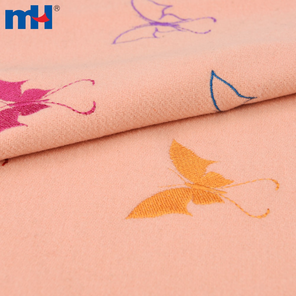 51 inch Wool Fabric with Butterfly Embroidered