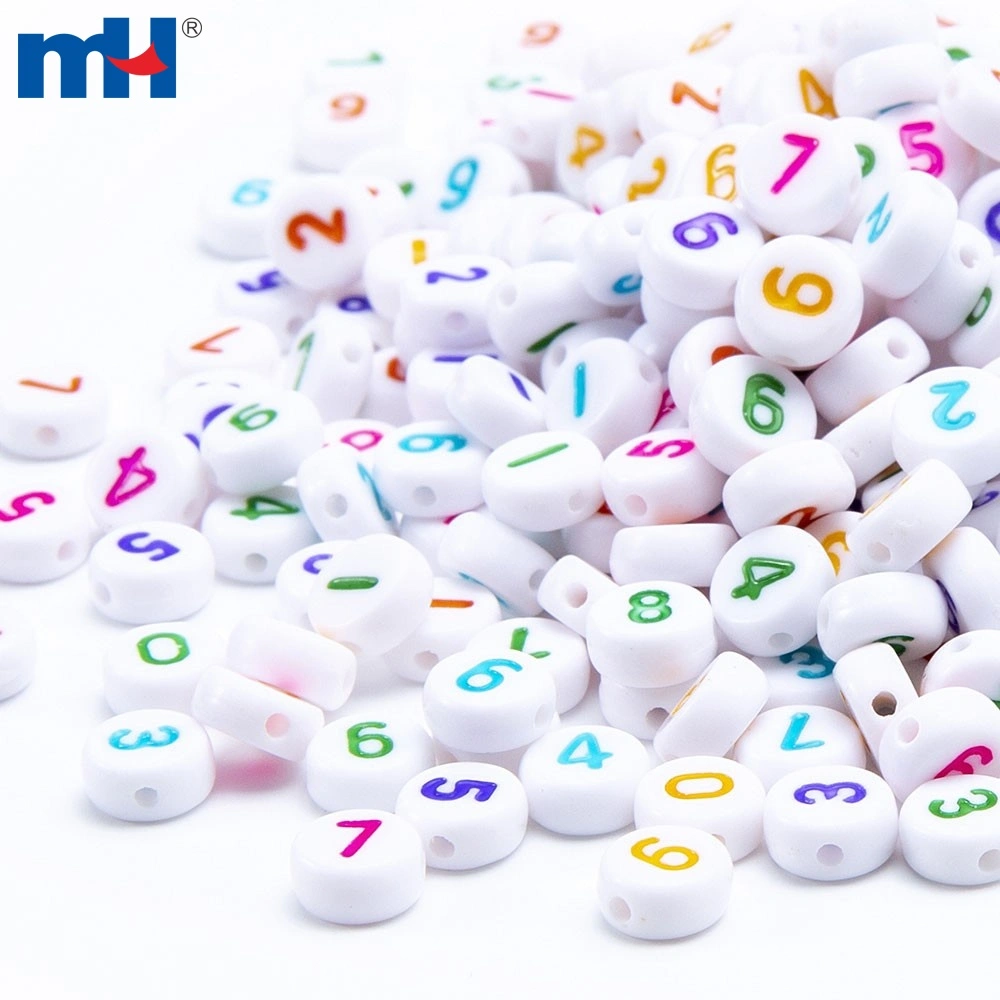 7*4mm Flat Round Acrylic Beads Number for DIY