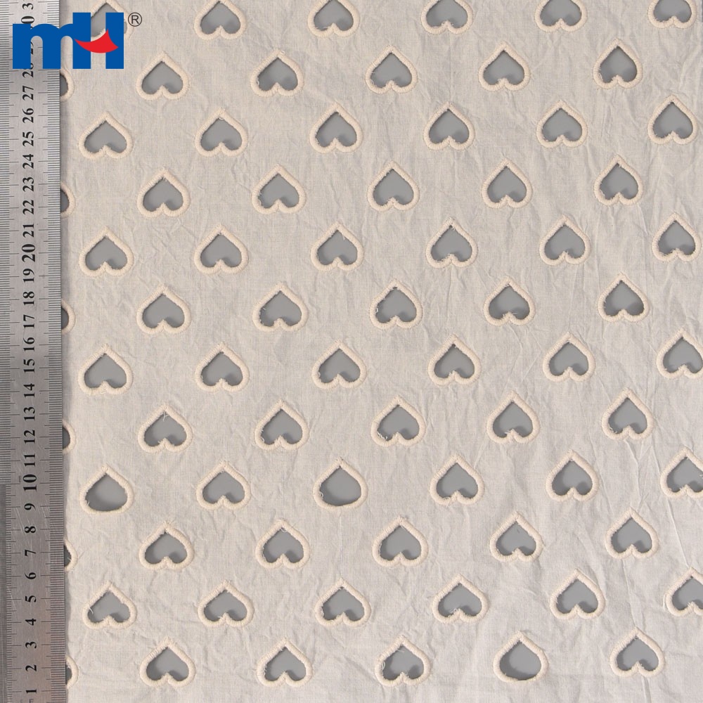 Heart Pattern Laser Cut Embroidered Lace Fabric