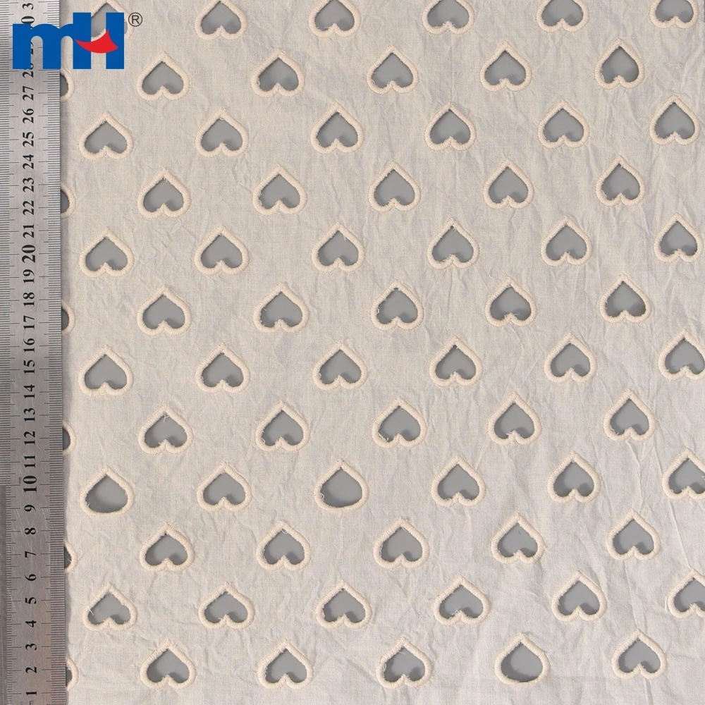 Heart Pattern Laser Cut Embroidered Lace Fabric