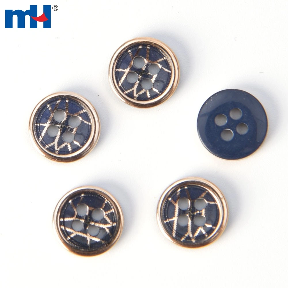 18L 4 Holes UV Plated Resin Buttons for Sewing