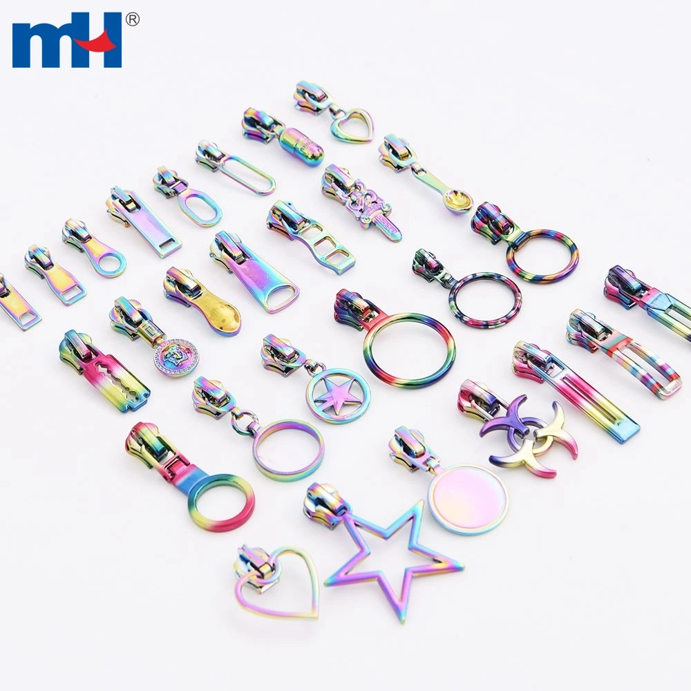 Custom Design Iridescent Rainbow Zipper Replacement Slider Puller