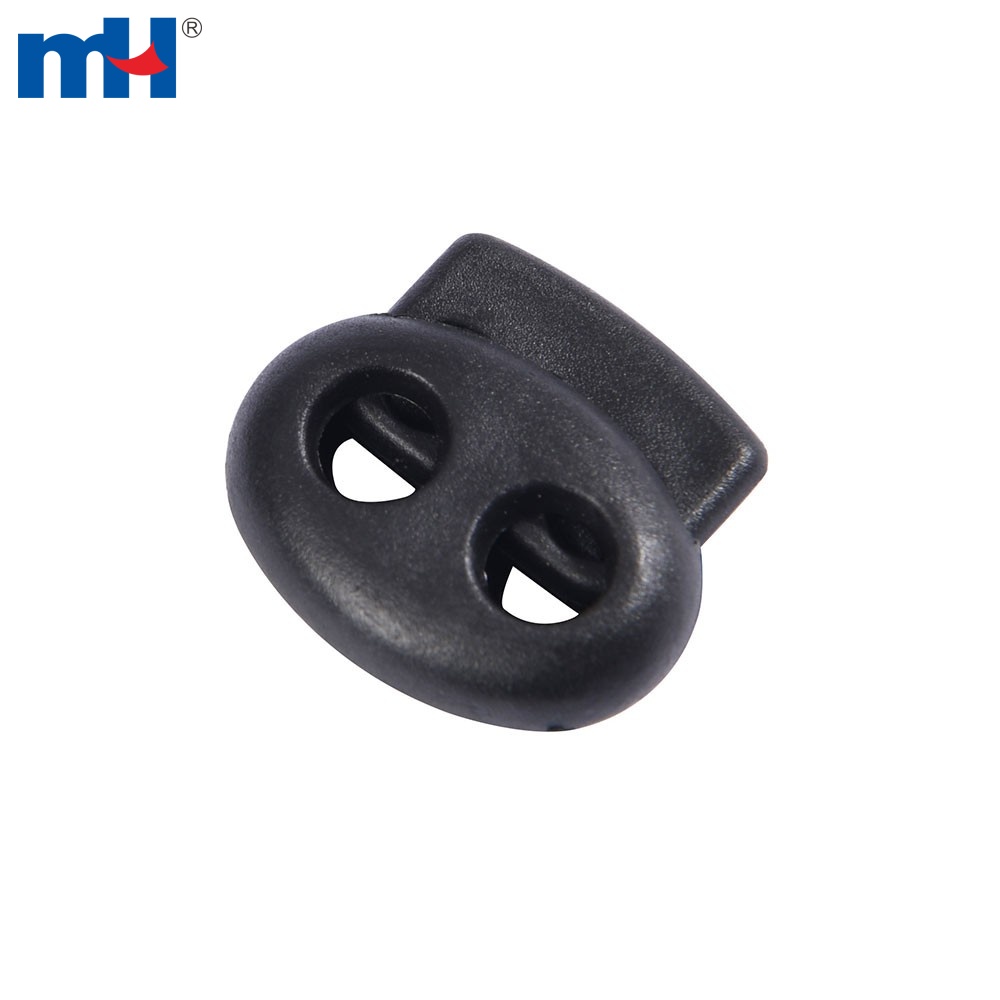 Flat Black 2-hole Shoes Drawstring Cord Stopper Cord Closure End