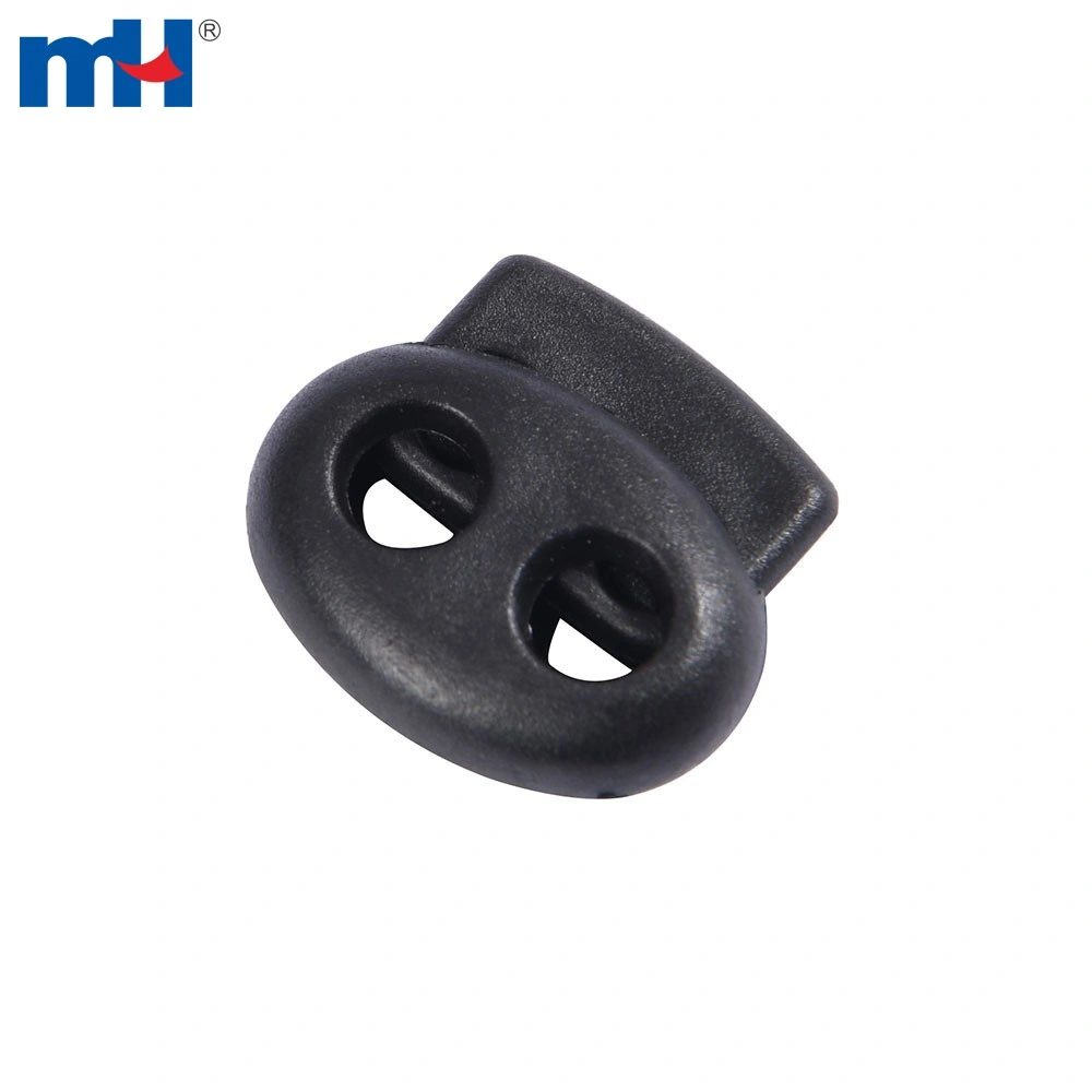 Flat Black 2-hole Shoes Drawstring Cord Stopper Cord Closure End