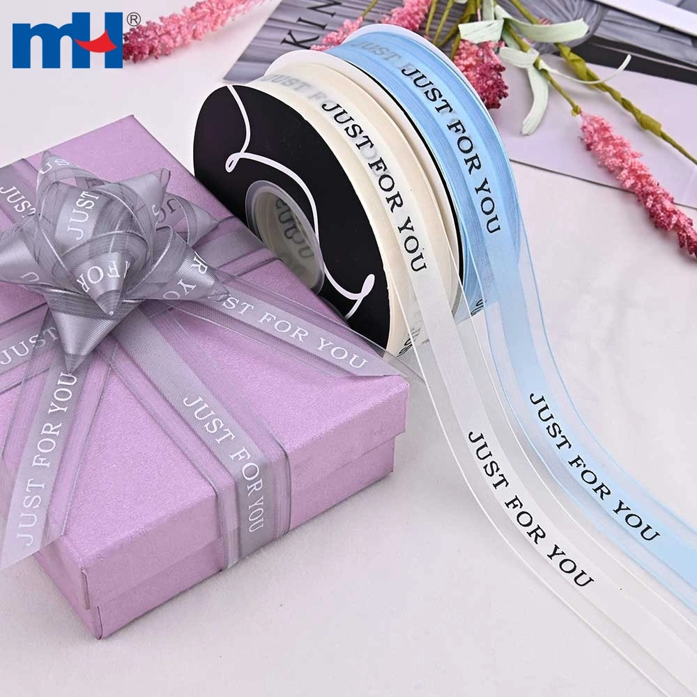 Custom Printed Satin Center Sheer Ribbon-MH Brand