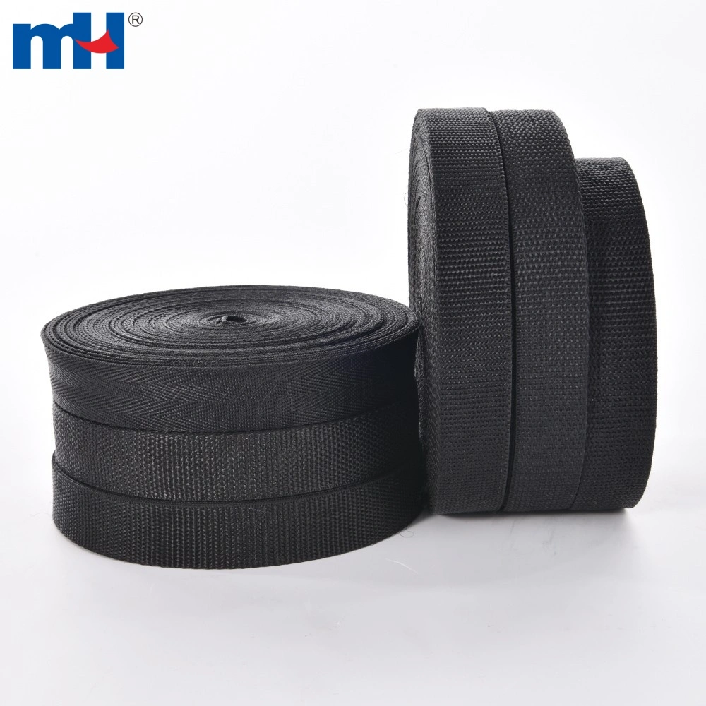 MH Custom 1 Inch Black Polypropylene Webbing for Bag Handle Strap