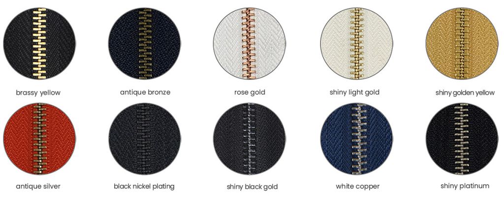 #5 Light Black Golden Teeth Brass Jacket Zipper